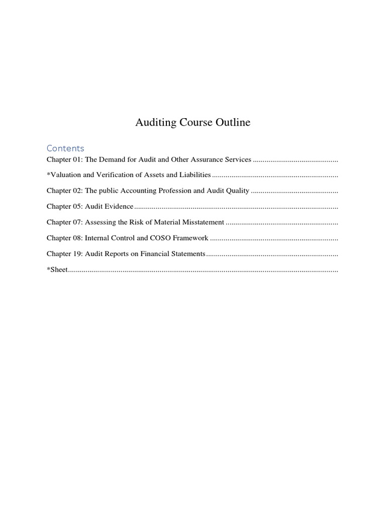 Auditing Course Outline | PDF