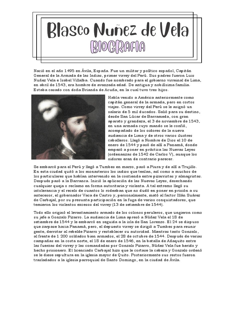 Biografia Jose de La Serna y Blasco Nuñez de Vela | PDF | Colonización ...