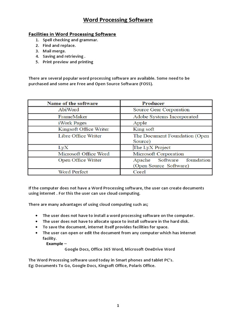 Word Processing Software Grade 10 New Syllabus | PDF | Word Processor | Microsoft Word