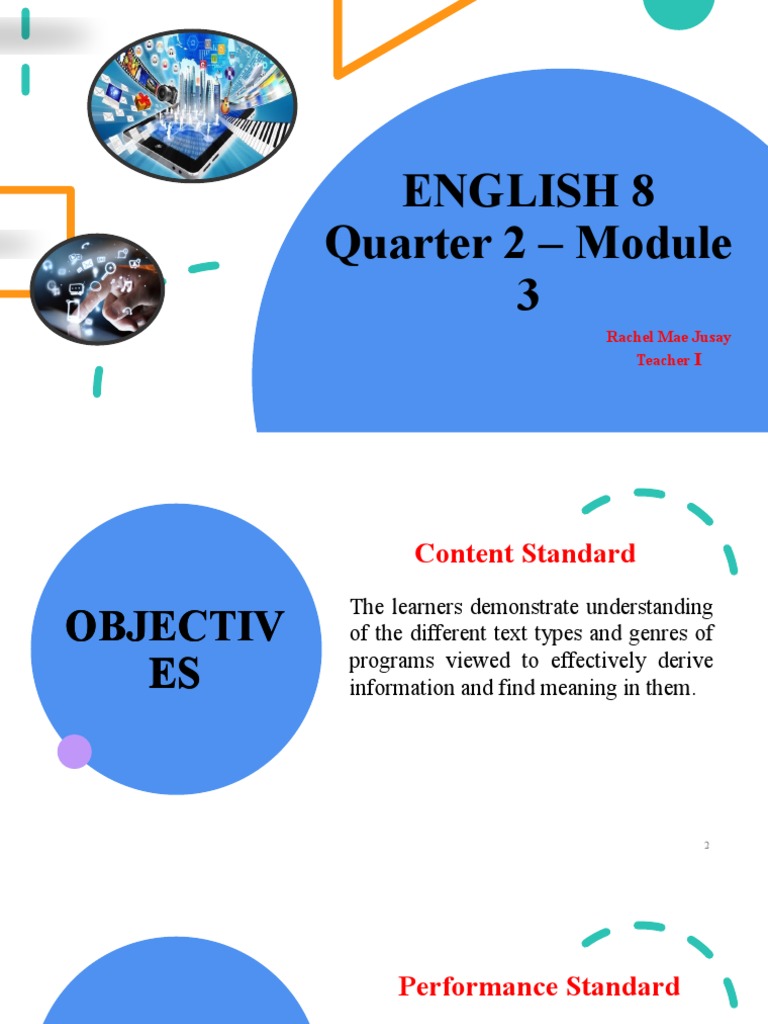 English 8 Quarter 2 - Module 3: Rachel Mae Jusay Teacher | PDF ...