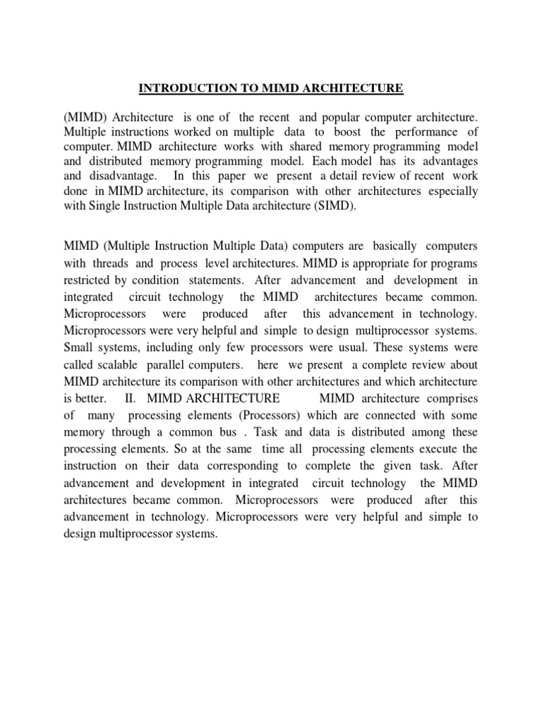 SIMD Vs MIMD With Memory Models | PDF | Operating System Technology ...