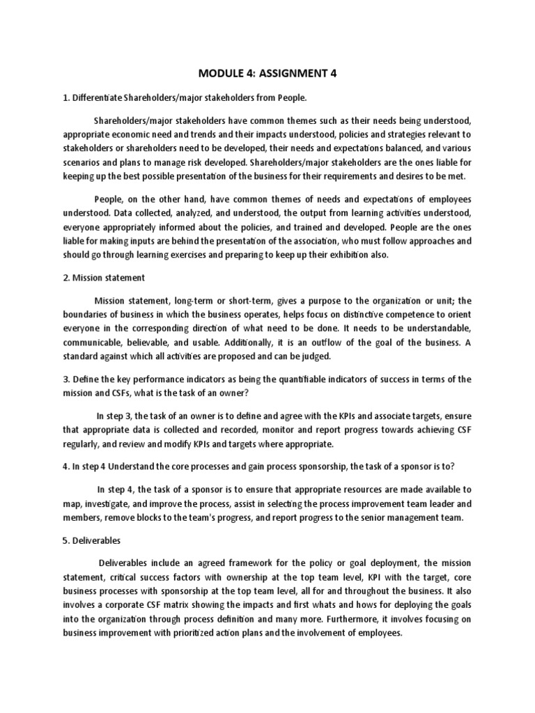 Module 4: Assignment 4 | PDF | Strategic Planning | Performance Indicator