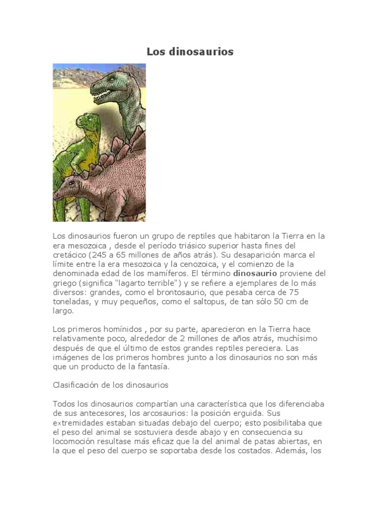 Los Dinosaurios | PDF | Dinosaurios | Fósil