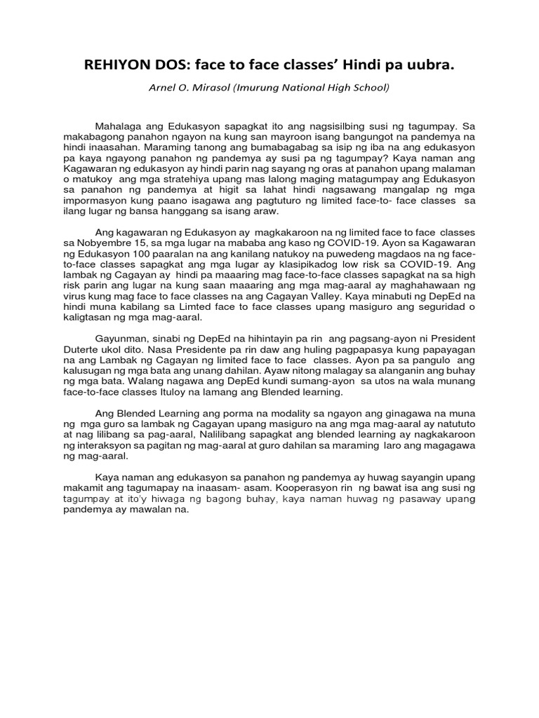 Rehiyon Dos Editoryal | PDF