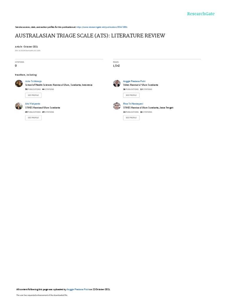 Australian Triage Scale ATSLiteraturereview | PDF | Pengembangan Diri