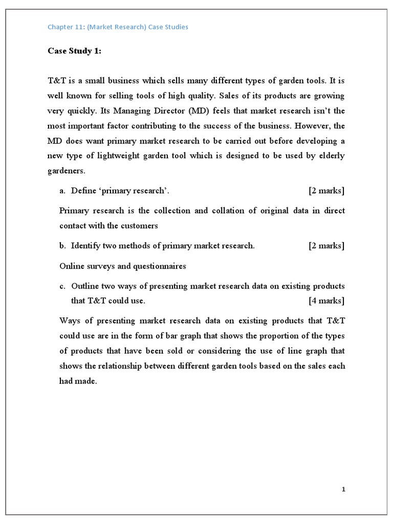Case Study 1:: Chapter 11: (Market Research) Case Studies | PDF ...
