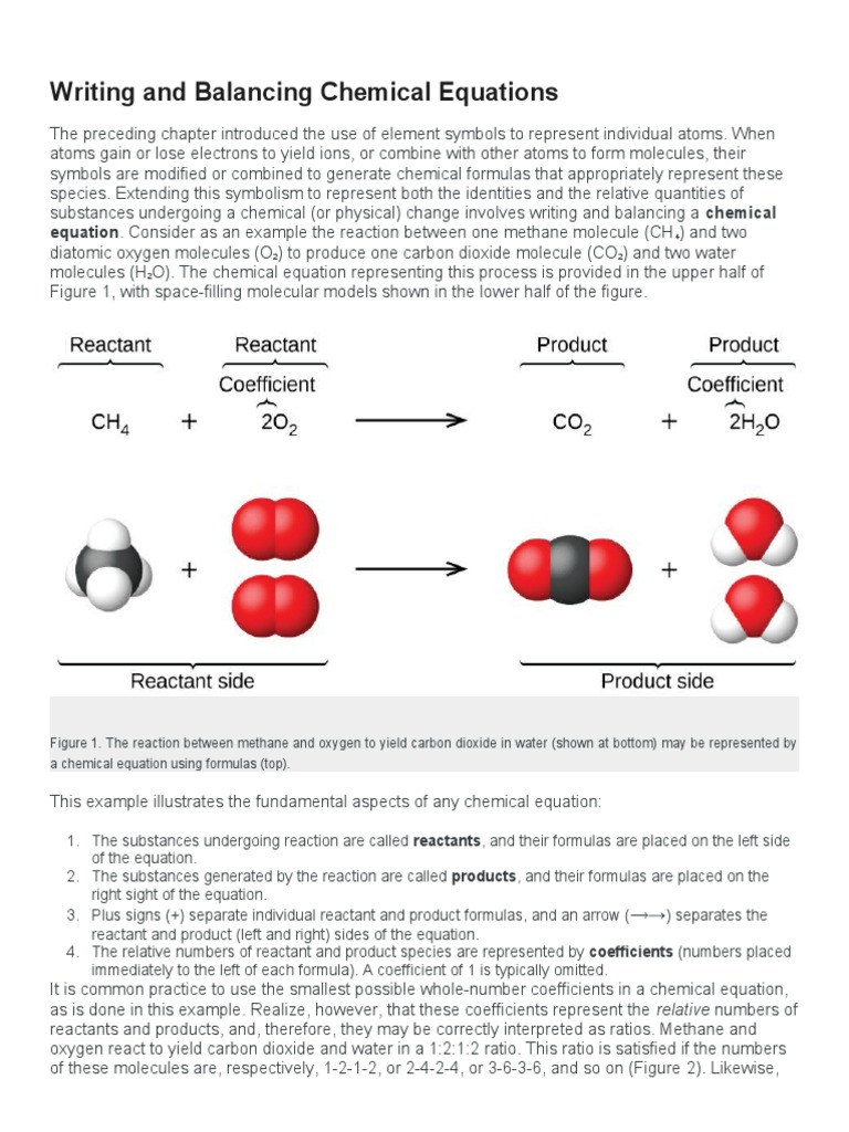 Writing and Balancing Chemical Equations: Equation. Consider As An ...