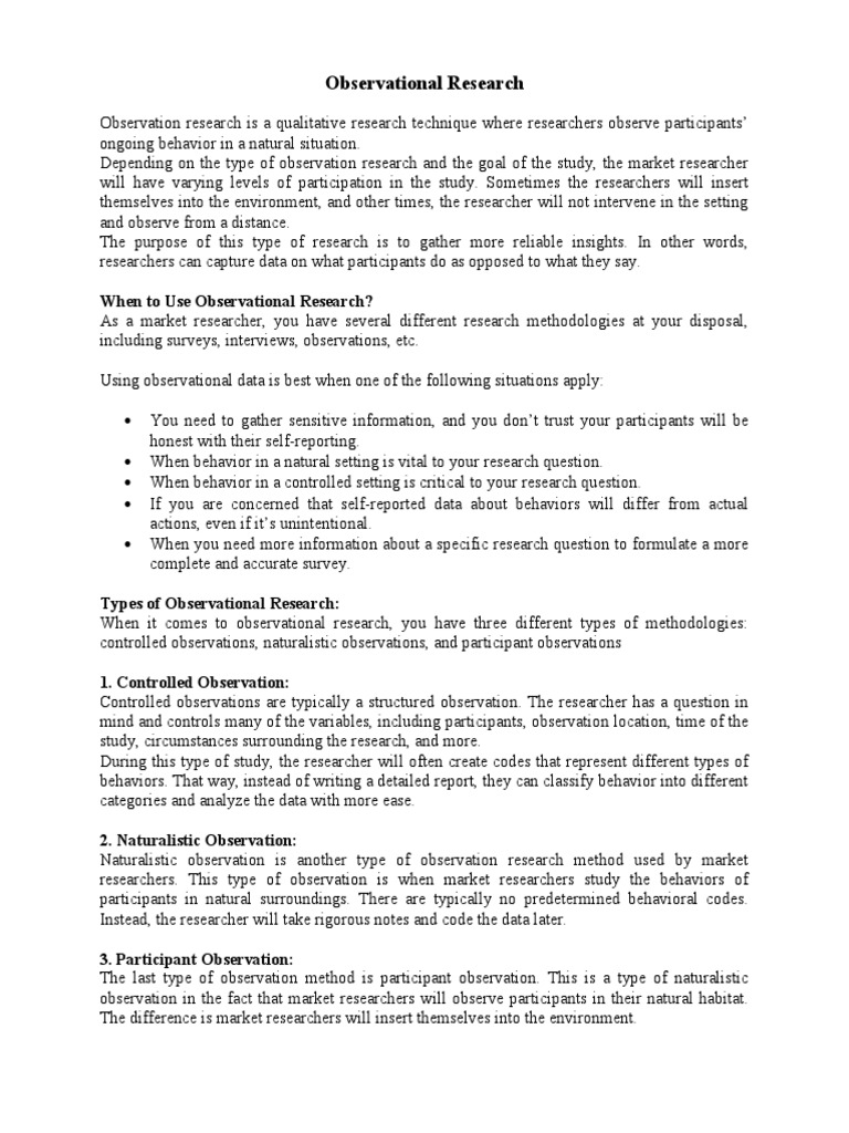 Observational and Survey Research | PDF | Survey Methodology | Data