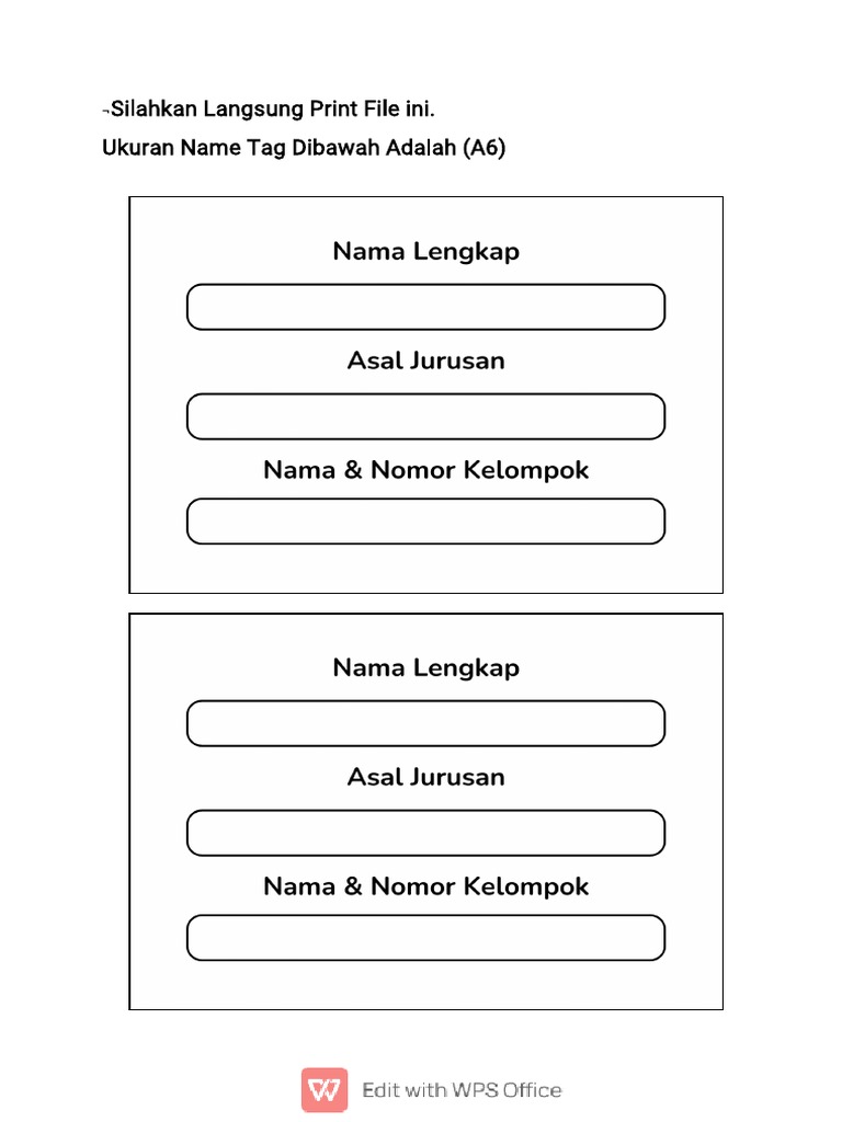 (Template) Identitas Diri Dan Tas | PDF