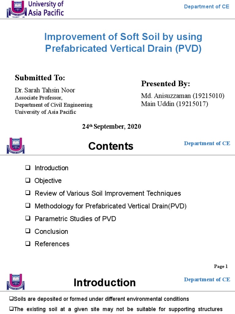 Improvement of Soft Soil by Using Prefabricated Vertical Drain (PVD) | PDF | Drainage | Soil