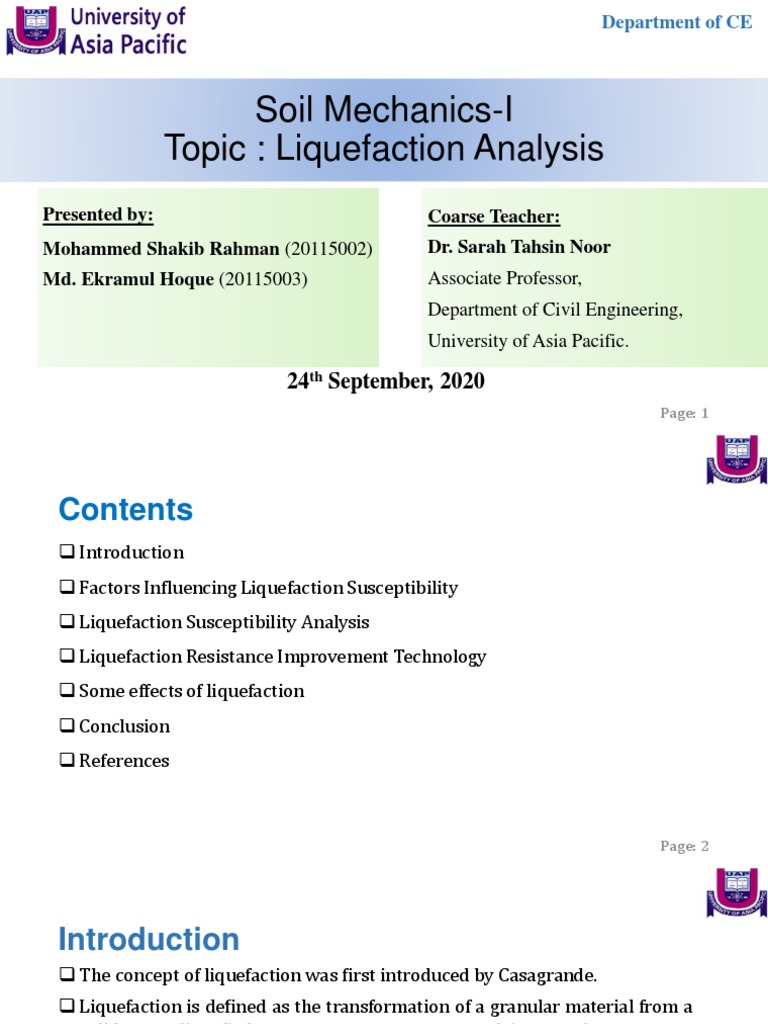 Soil Liquefaction Analysis Overview | PDF | Soil | Geophysics
