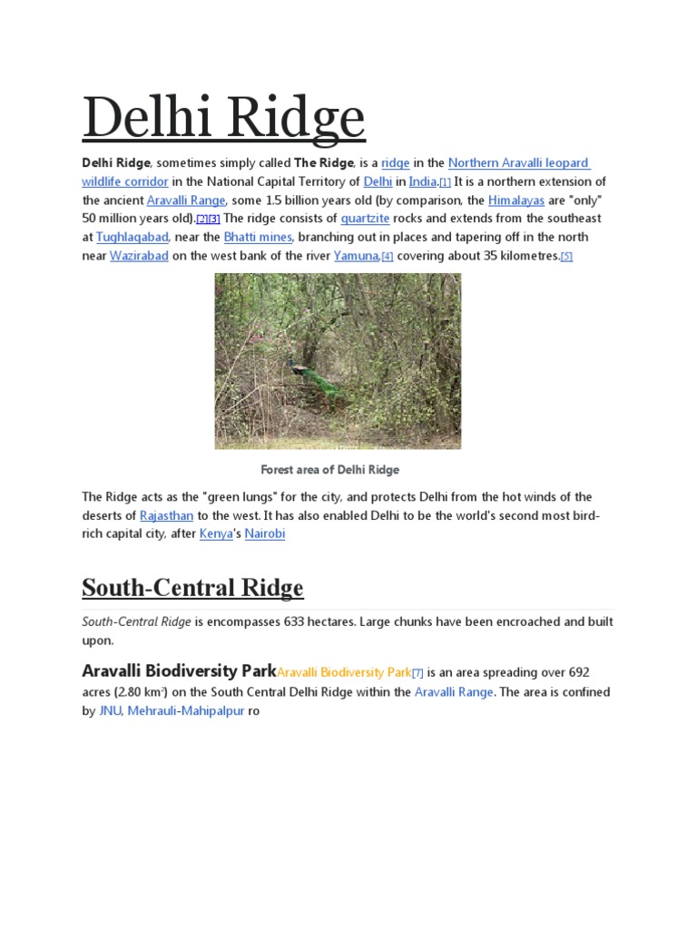 Delhi Ridge | PDF | Natural Environment | Ecology