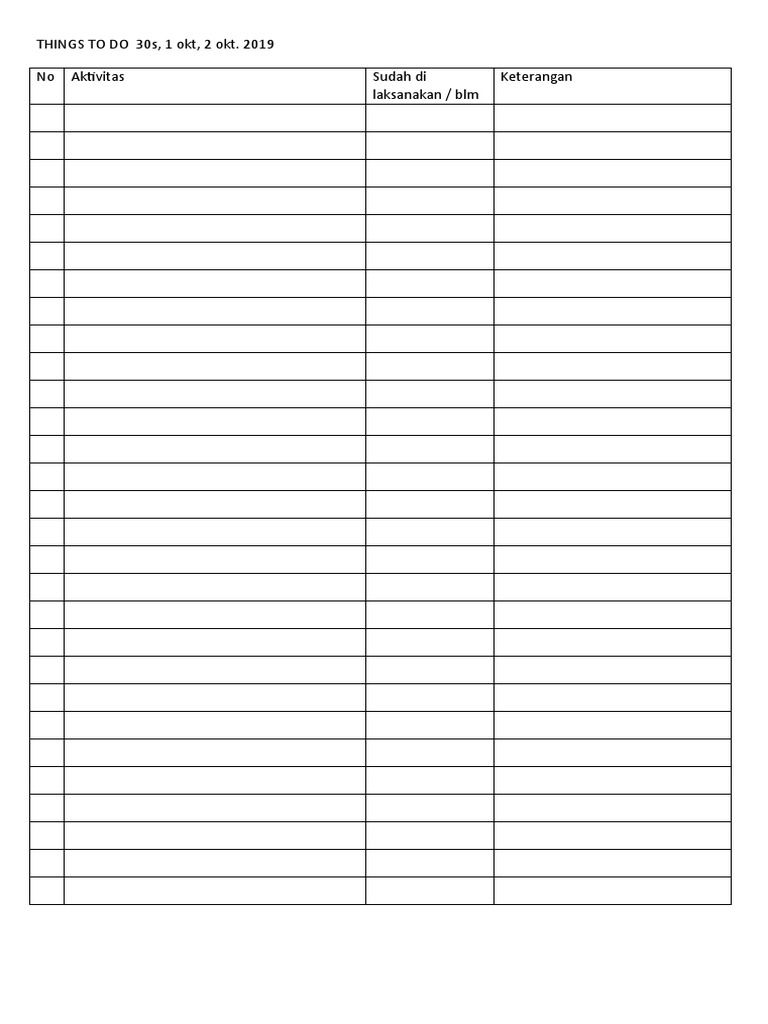 Things to Do 30s | PDF