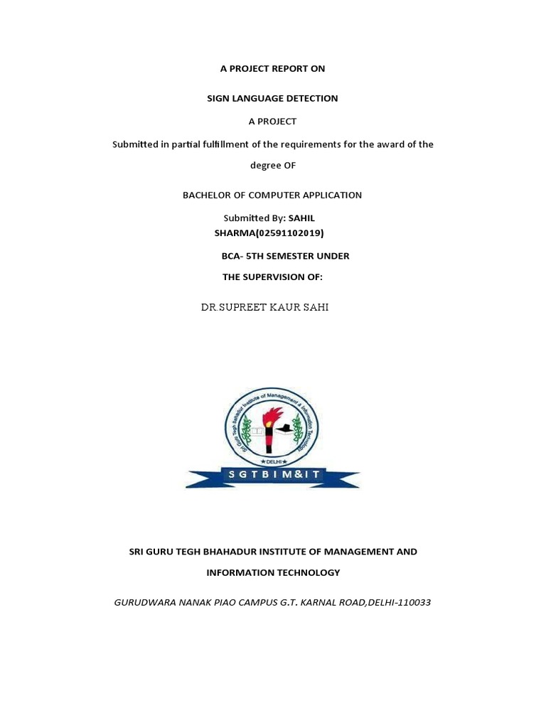 Minor project report sign language detection | PDF | Computing ...