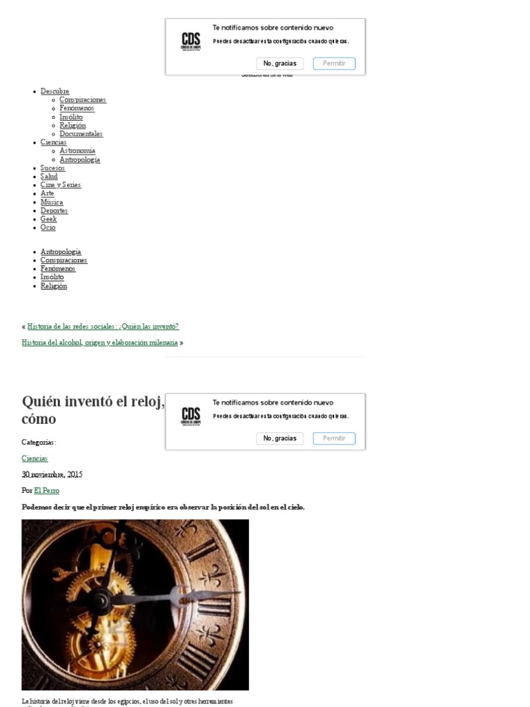 Quién Inventó El Reloj, Cuándo, Dónde y Cómo | PDF | Reloj | Hora