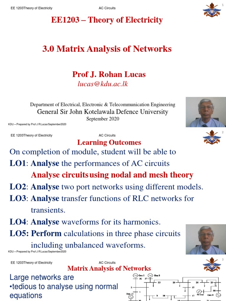 3 Matrix Analysis | PDF | Electrical Network | Electrical Circuits