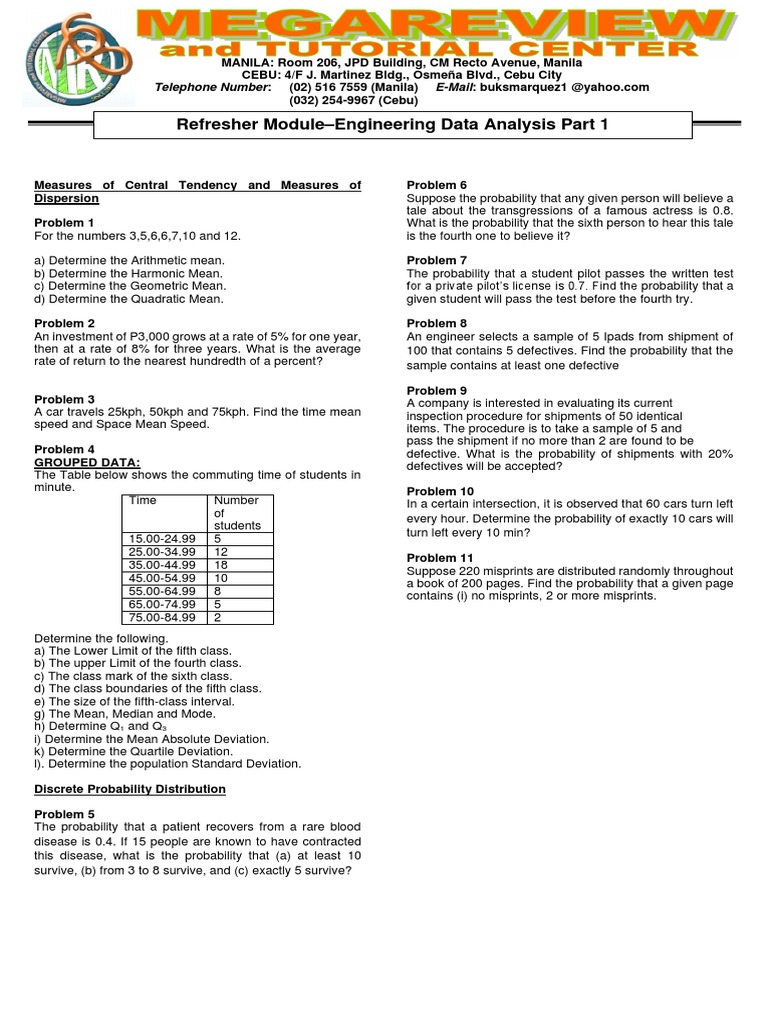Refresher Module 23 M4 Data Analysis 1 | PDF | Mean | Probability Distribution