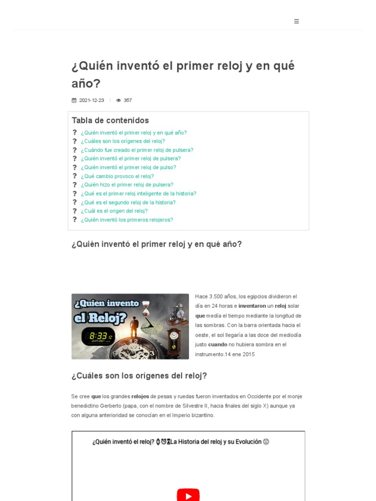 ¿Quién Inventó El Primer Reloj y en Qué Año | PDF | Reloj | Máquinas