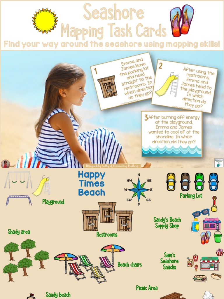 BeachDayThemeMappingattheSeashoreTaskCards 1 | PDF