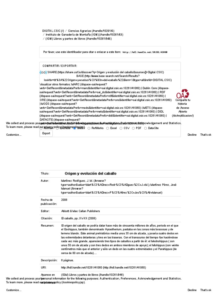 Origen y Evolución Del Caballo - DIGITAL - CSIC | PDF