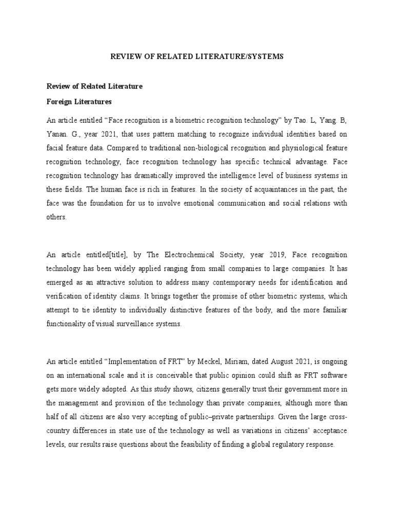 Review of Related Literature/Systems Review of Related Literature ...