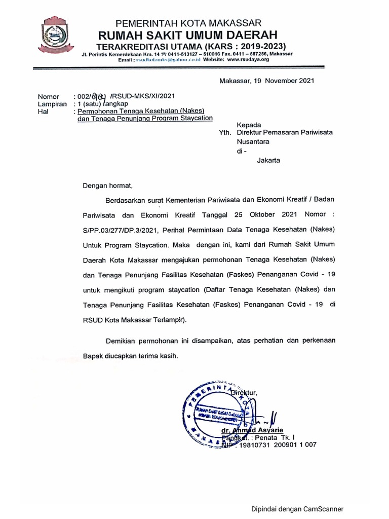 Surat Program Staycation | PDF