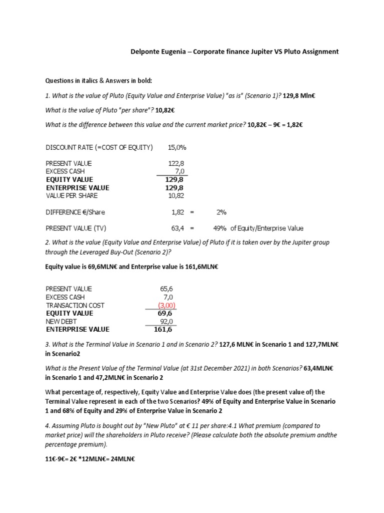 Pluto Valuation & LBO Analysis | PDF | Stocks | Internal Rate Of Return