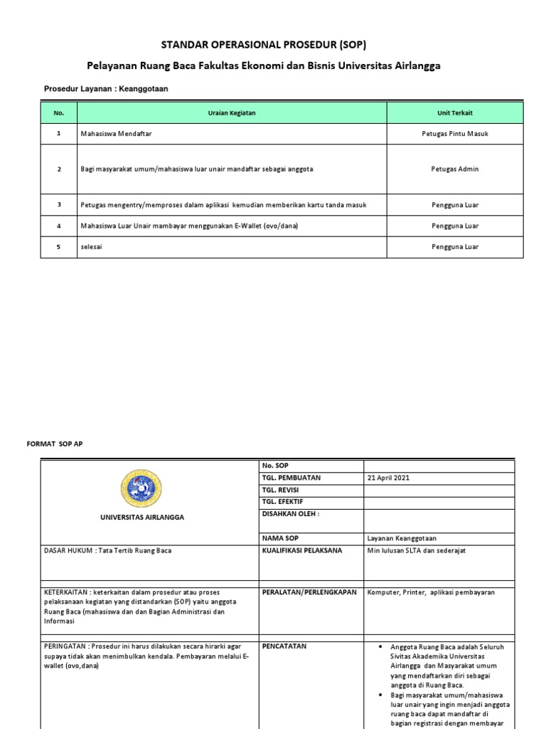 21-SOP Pelayanan Ruang Baca Fakultas Ekonomi Dan Bisnis Universitas ...