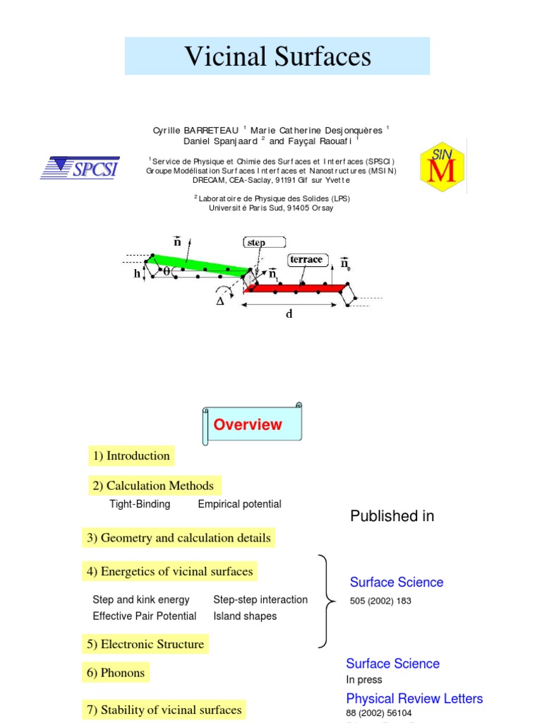 Energetics and Stability of Vicinal Surfaces | PDF | Modern Physics ...