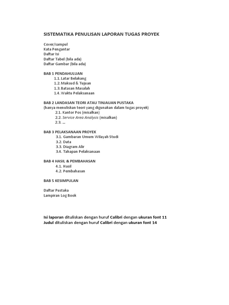 Contoh Sistematika Penulisan Tugas Proyek | PDF | Komputer