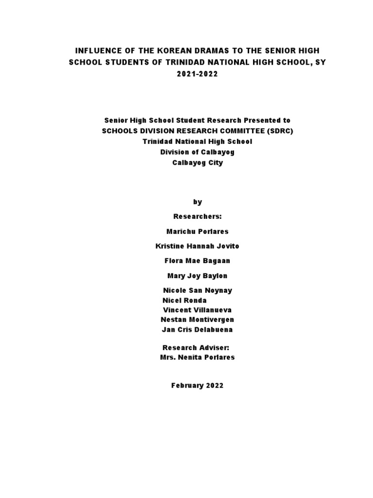 Impact of K-Dramas on High School Students | PDF | Survey Methodology ...