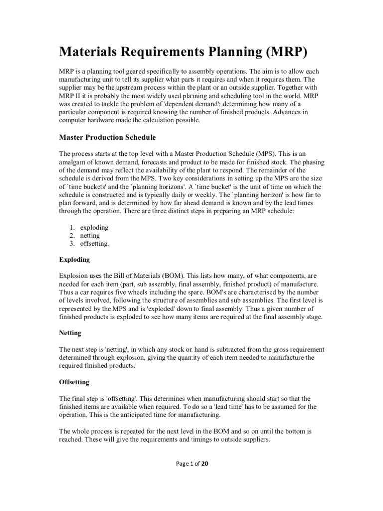 Materials Requirements Planning | PDF | Inventory | Leadership