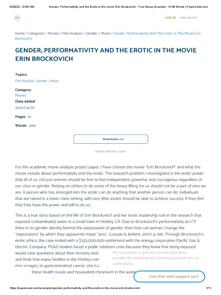 Gender, Performativity and The Erotic in The Movie Erin Brockovich ...