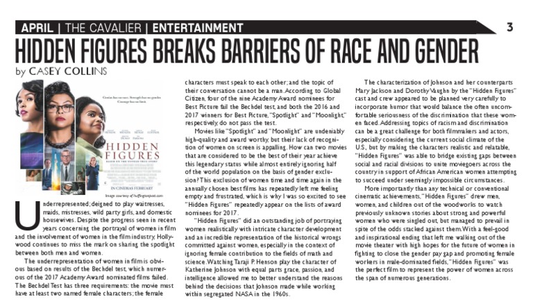 Hidden Figures Breaks Barriers of RACE and GENDER | PDF | Hidden ...