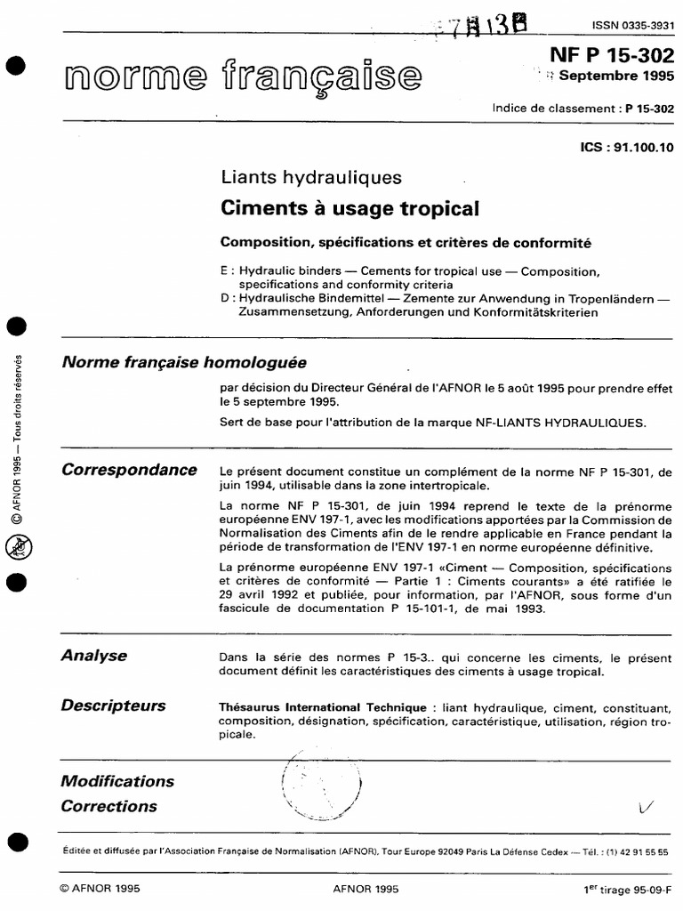 150：NF P15-302-外文 | PDF