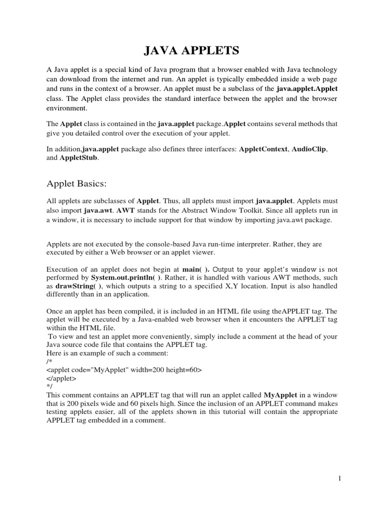 Applet Programming | PDF | Java (Programming Language) | Information Age Applet Programming | PDF | Java (Programming Language) | Information Age