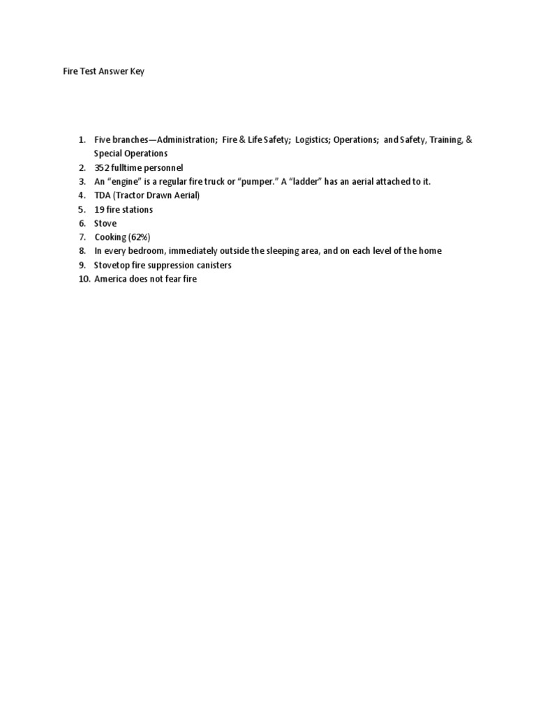 FIRE Answer Key | PDF