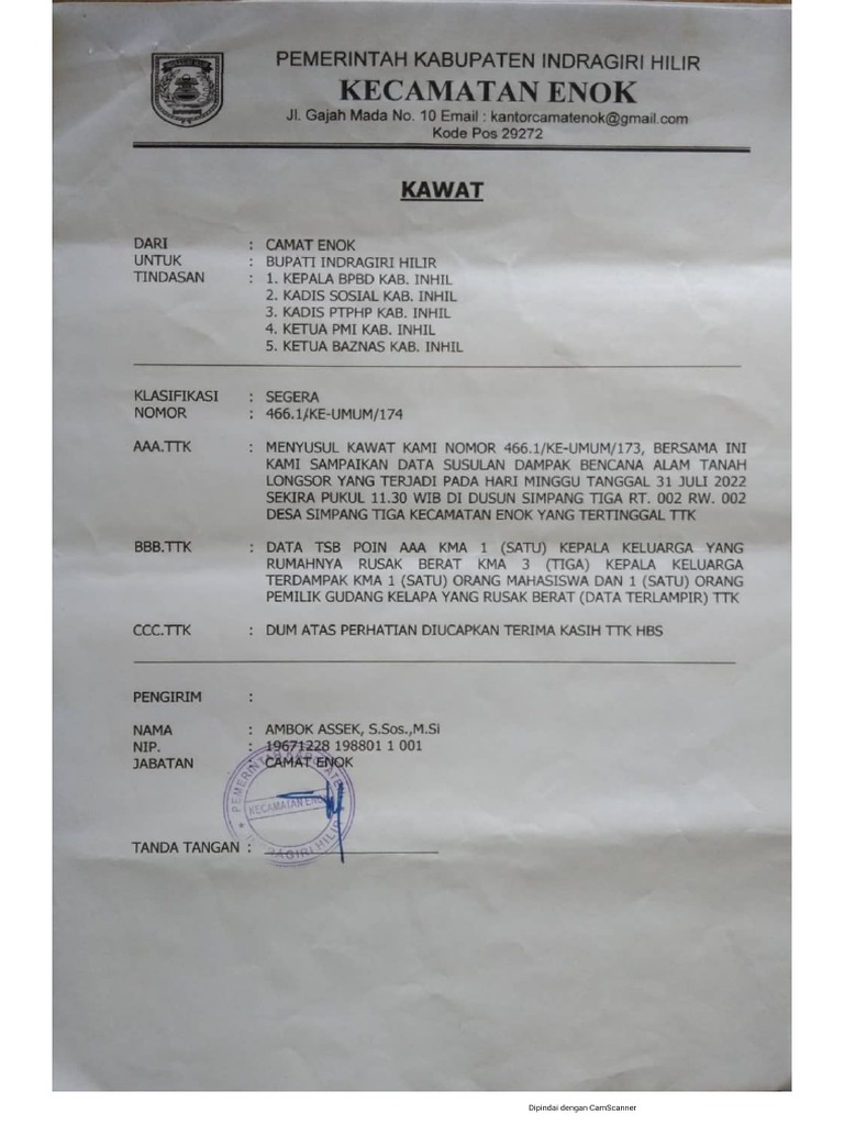 Kawat Lap0ran Musibah Tanah Longsor Dusun Simpang Tiga, RT 001 Rw.001 Dan Rt.002 Rw.002 Desa ...