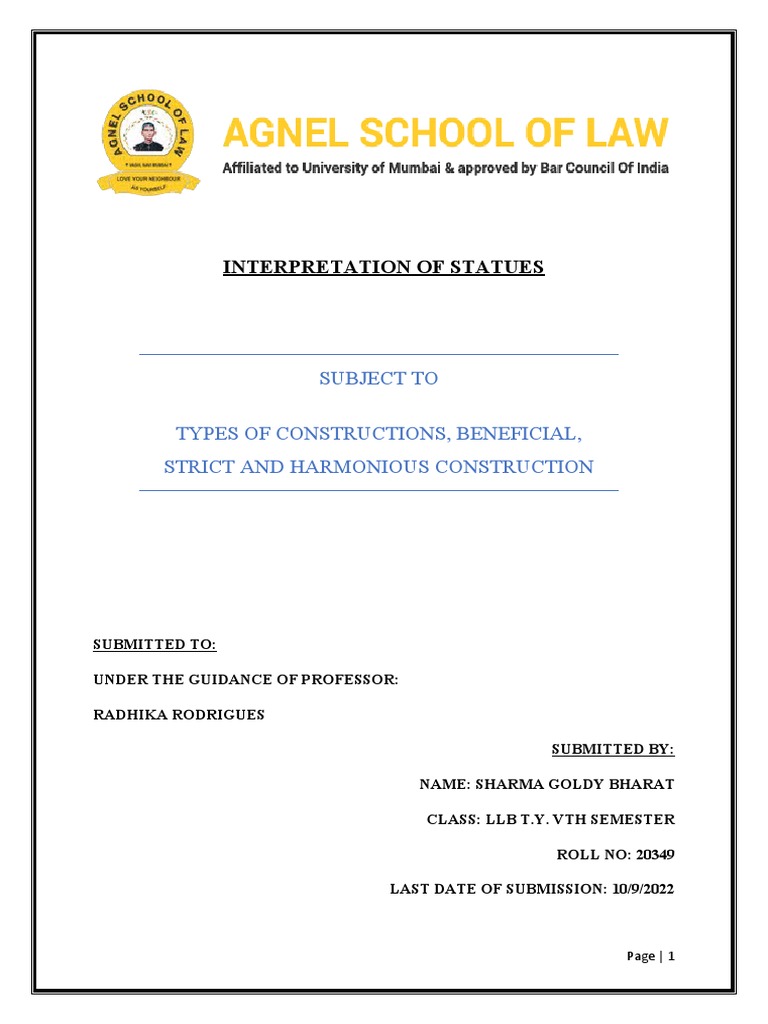 Interpretation of Statues | PDF | Statutory Interpretation | Government