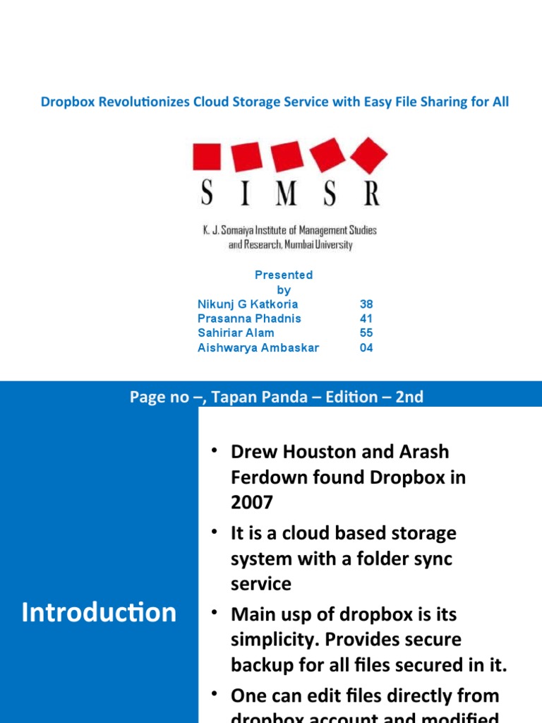 Page No - , Tapan Panda - Edition - 2nd: Dropbox Revolutionizes Cloud Storage Service With Easy ...