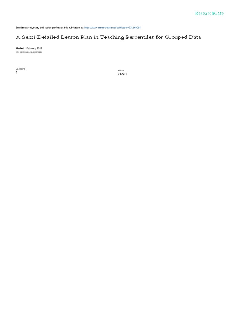 Calculating Percentiles for Grouped Data: A Detailed Lesson Plan and ...