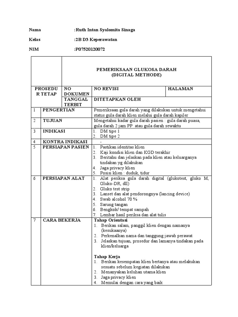 SOP Pemeriksaan KGD | PDF