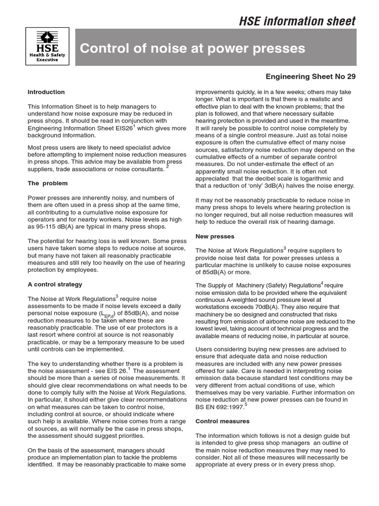 Controlling Noise Exposure in Press Shops: A Strategic Approach to ...