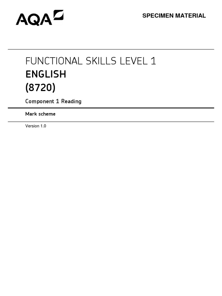 Functional Skills Level 1: English (8720) | PDF | Copyright
