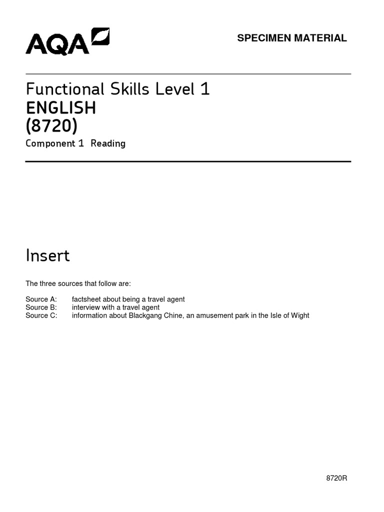Functional Skills Level 1: English (8720) | PDF