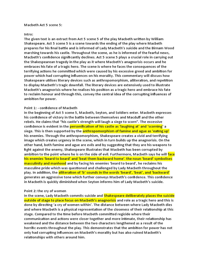 Macbeth Act 5 Scene 5 | PDF | Macbeth