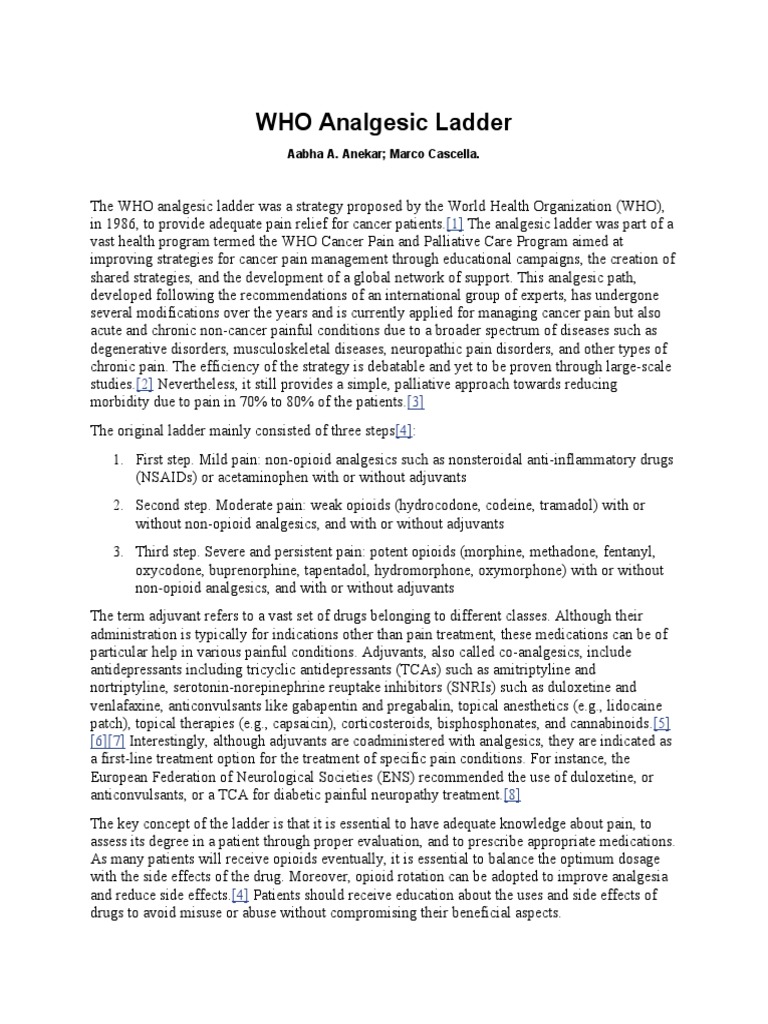 WHO Analgesic Ladder: Aabha A. Anekar Marco Cascella | PDF | Analgesic ...