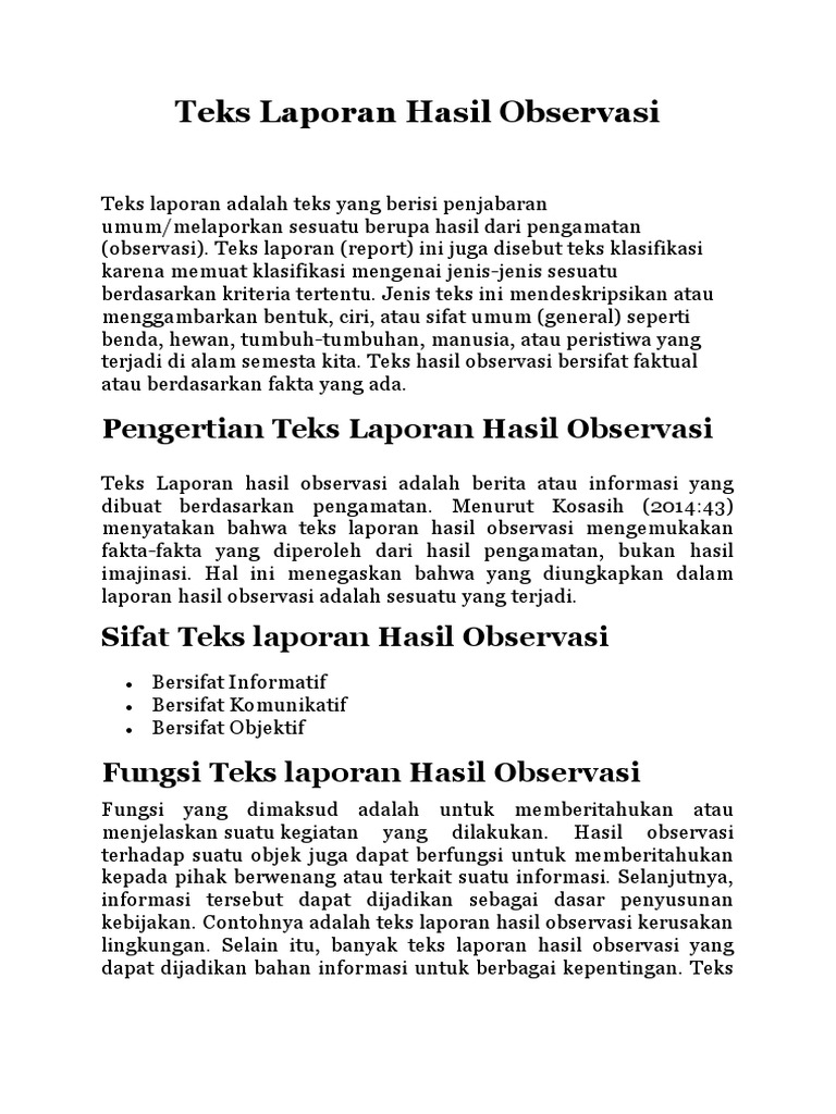 Panduan Teks Laporan Observasi | PDF | Filsafat | Seni & Disiplin Bahasa