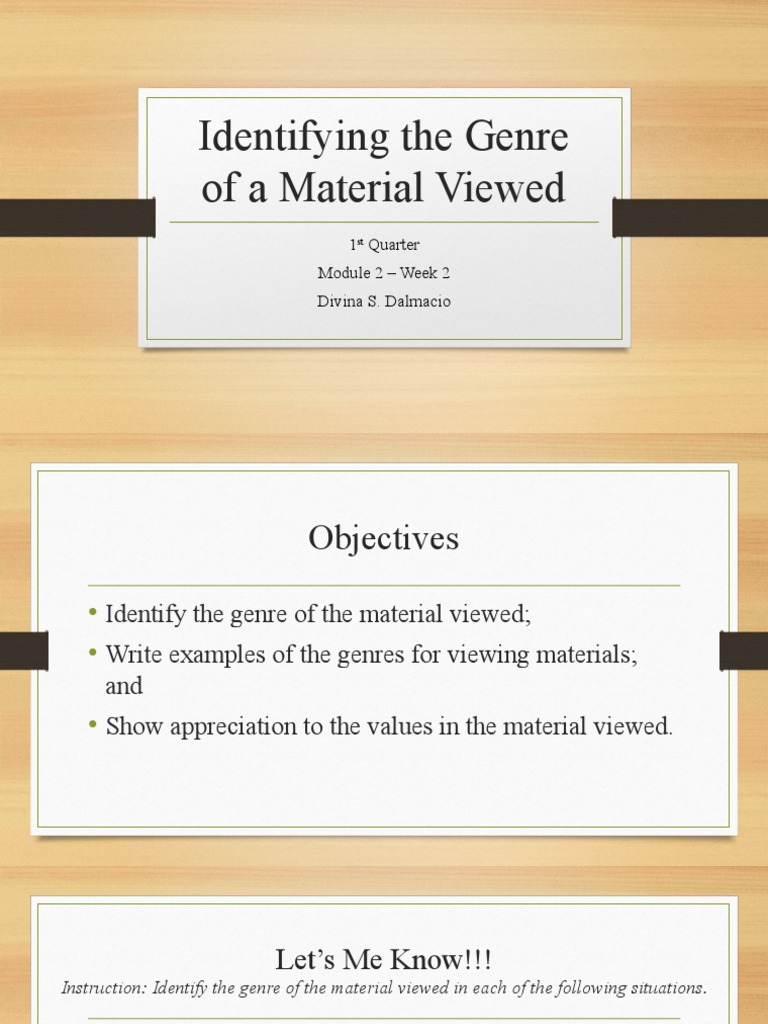 Identifying Genres of Viewing Materials | PDF | Communication