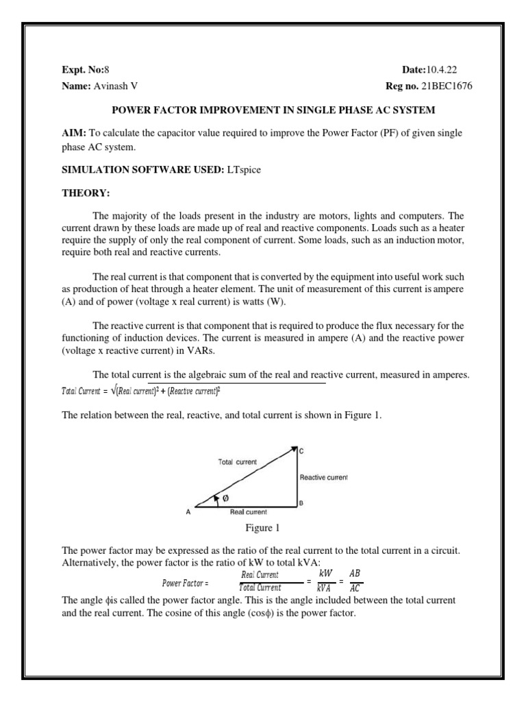 21bec1676 Avinash V Beee Exp 8 | PDF | Ac Power | Capacitor